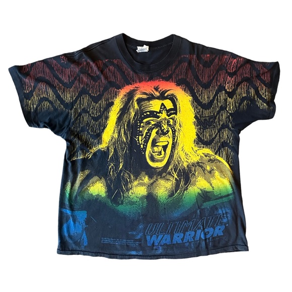 Shirts | Vintage Wwf Aop Ultimate Warrior Shirt | Poshmark